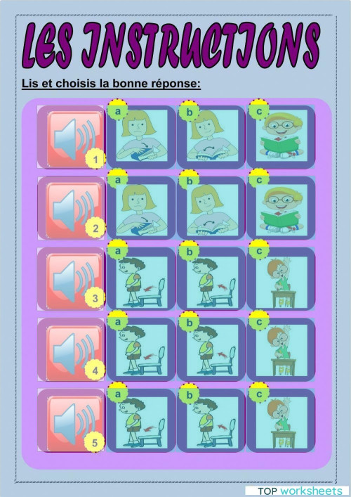 Les instructions Term 3 G 5. Fiche interactive | TopWorksheets