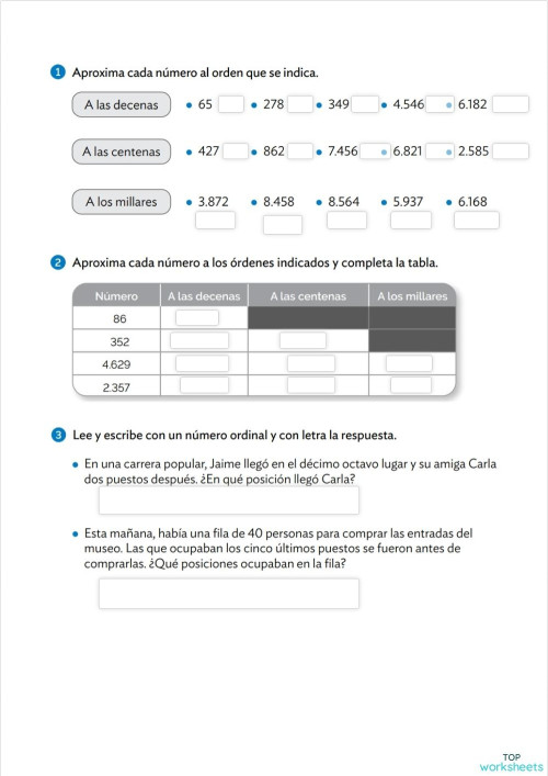 Repaso tema 1 mates 4º. Ficha interactiva | TopWorksheets