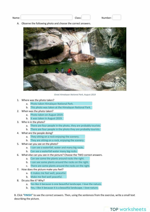 Describing a picture. Interactive worksheet | TopWorksheets