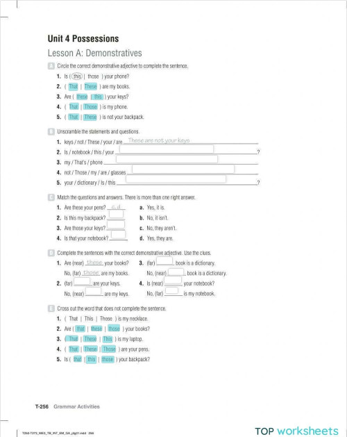 Unit 4 Lesson A. Interactive worksheet | TopWorksheets
