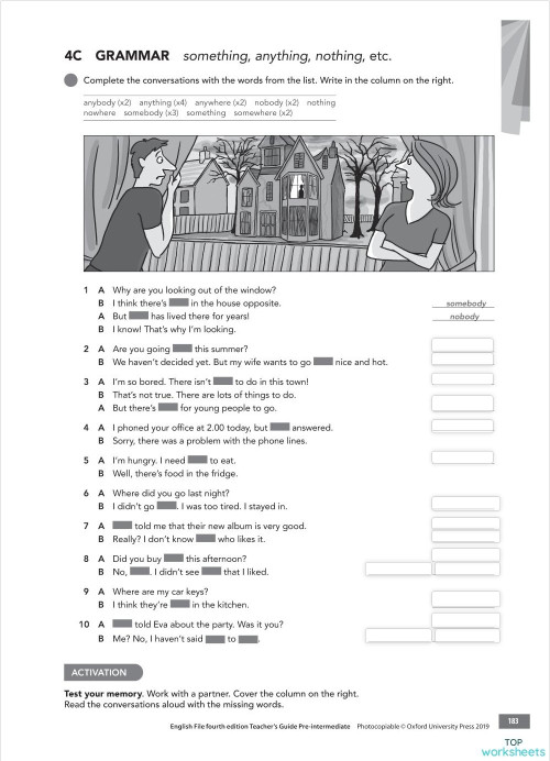 PGE 4C: something, anything, nothing, etc.. Interactive worksheet ...