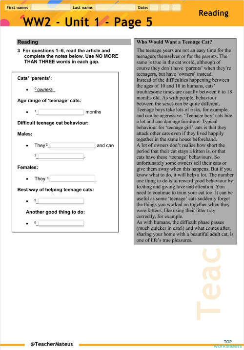 WW2 - Unit 3 - Page 5. Interactive worksheet | TopWorksheets