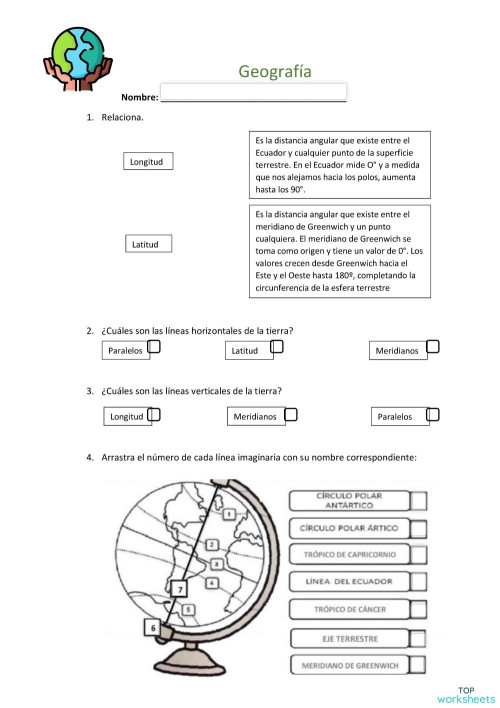 Ficha Geografía. Ficha interactiva | TopWorksheets