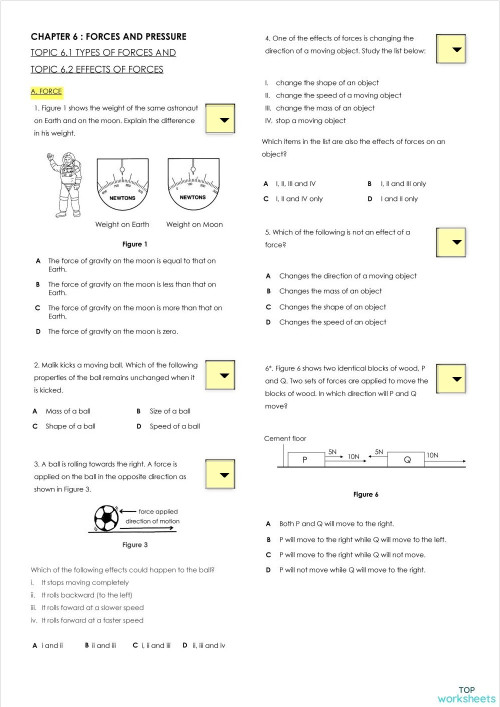 Chapter 6 Force, Workdone and Pressure. Interactive worksheet ...