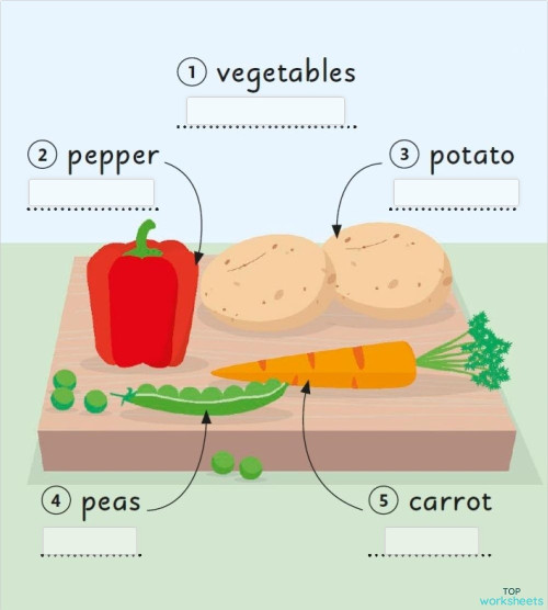 5 words a day vegetables 1. Interactive worksheet | TopWorksheets