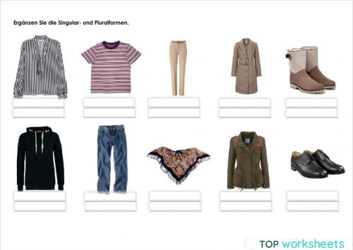 Kleidungsstücke. Interaktives Arbeitsblatt | TopWorksheets