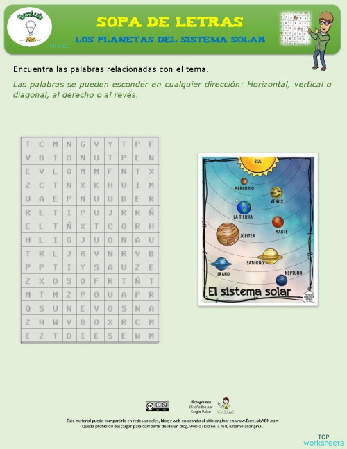Sopa De Letras Del Sistema Solar Primaryleapcouk