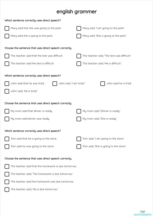 english grammer. Interactive worksheet | TopWorksheets