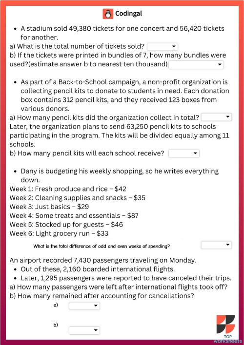 M_G04M07L22_WC02_Word problems on multistep. Interactive worksheet | TopWorksheets