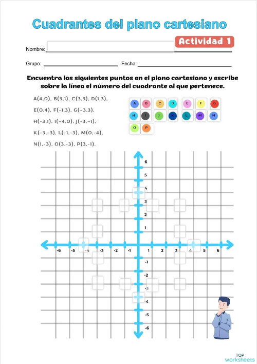 Plano cartesiano. Ficha interactiva | TopWorksheets