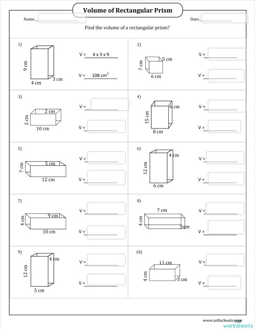 Volume of a Rectangular Prism. Interactive worksheet | TopWorksheets