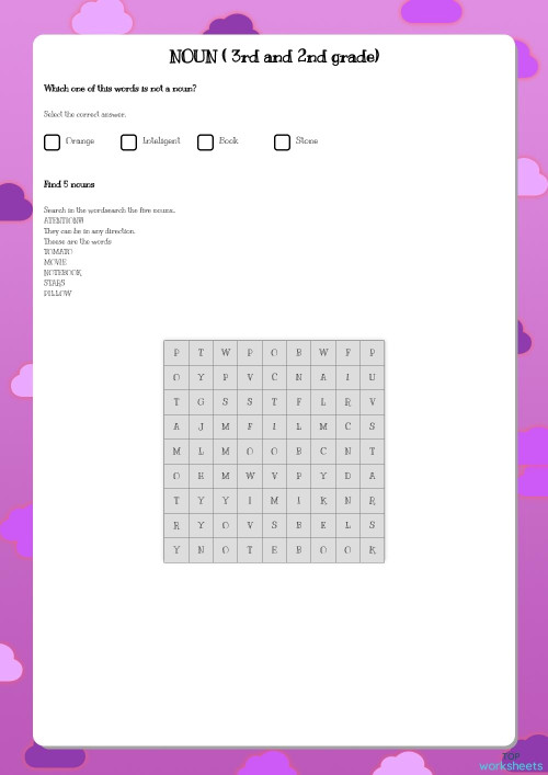 NOUN ( 3rd and 2nd grade). Interactive worksheet | TopWorksheets