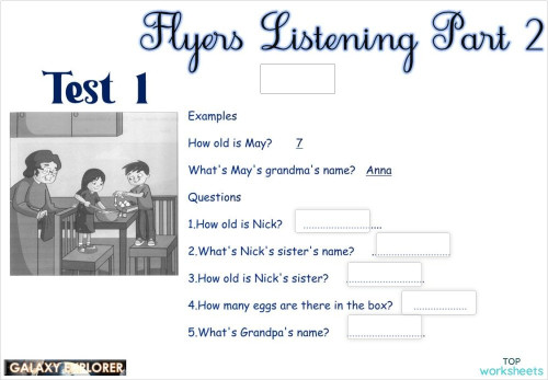 Flyers Listening Part 2_T1. Interactive worksheet | TopWorksheets