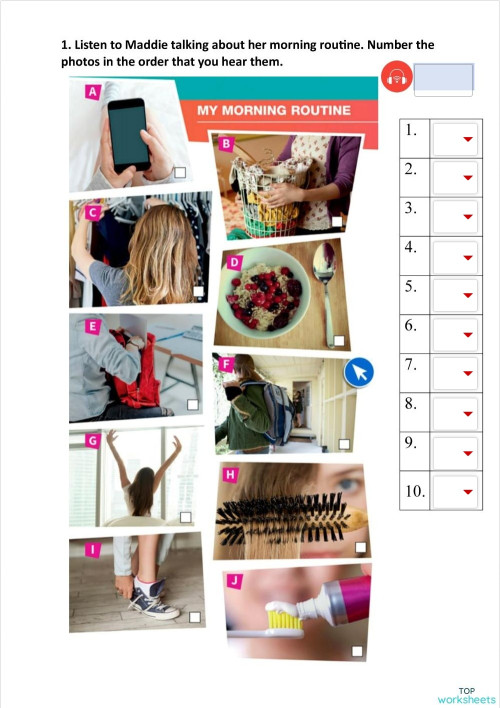 Listening Daily Routine. Interactive worksheet | TopWorksheets