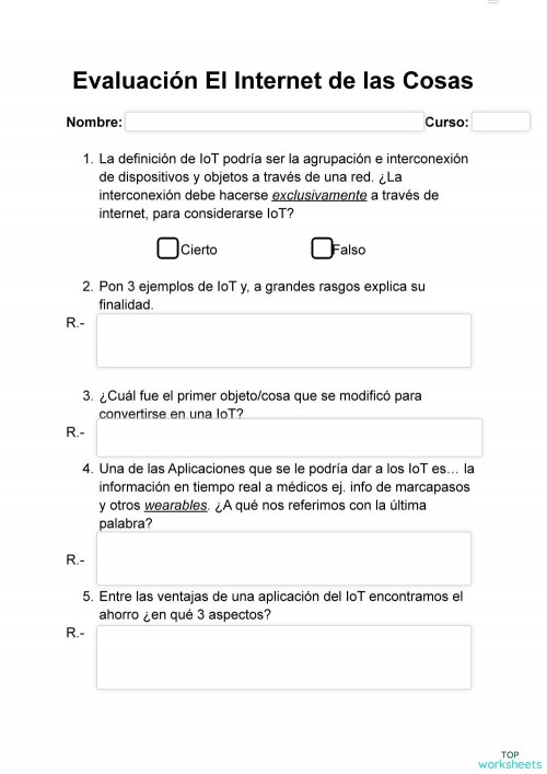 Internet de las Cosas o IoT. Ficha interactiva | TopWorksheets