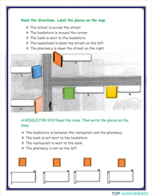 Giving directions. Interactive worksheet | TopWorksheets