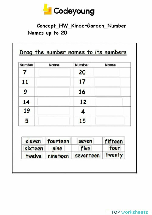 Number names online for kg. Interactive worksheet | TopWorksheets