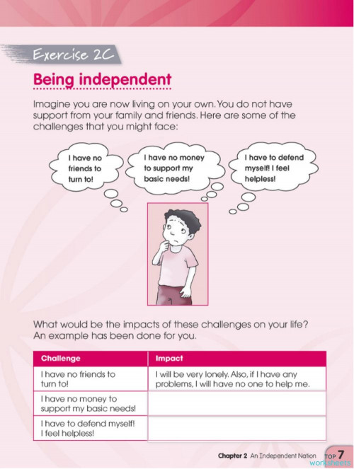 T1-CHP2-Ex2C Being Independent. Interactive worksheet | TopWorksheets