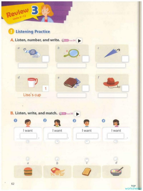 Listen Up 3_review 3: Unit 9-12. Interactive worksheet | TopWorksheets