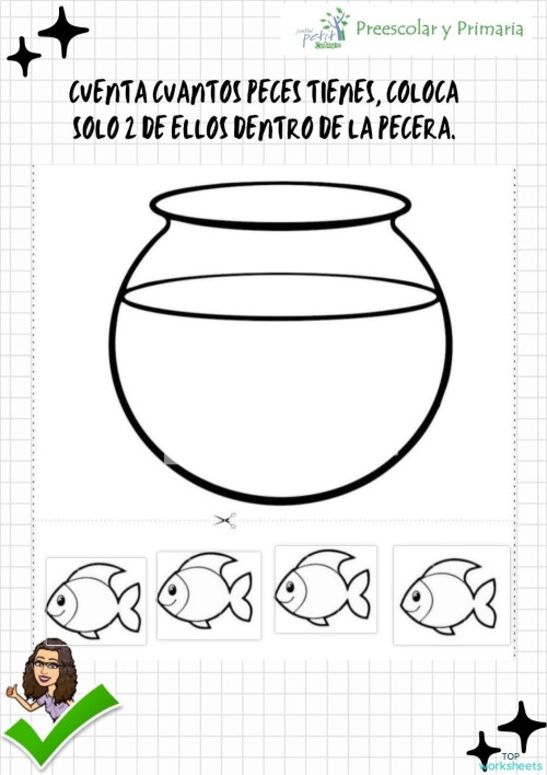 Cuantos peces debo colocar. Ficha interactiva | TopWorksheets