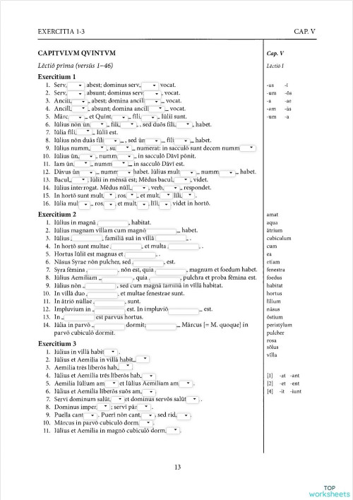 Capitulum III. Ficha interactiva | TopWorksheets