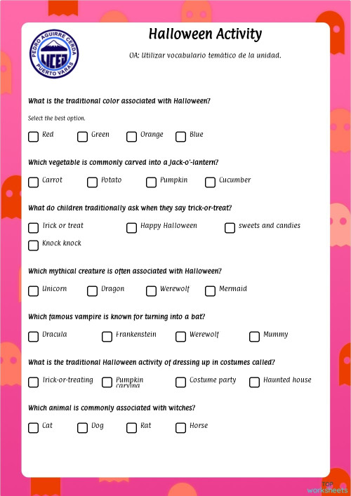 Halloween Activity. Interactive worksheet | TopWorksheets