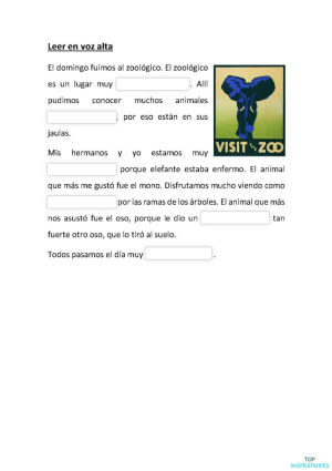 Visita al zoológico. Ficha interactiva | TopWorksheets