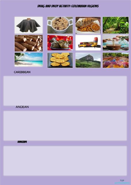 Drag and Drop Activity: Colombian Regions. Interactive worksheet | TopWorksheets