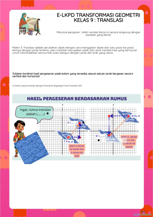 translasi: lembar kerja interaktif dan latihan online | TopWorksheets