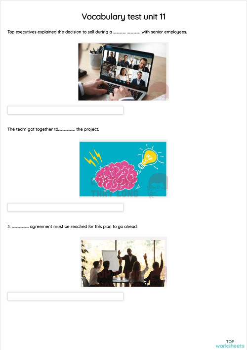 Vocabulary test unit 11. Interactive worksheet | TopWorksheets