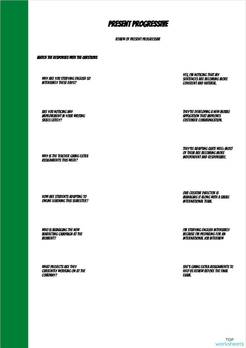 Present Progressive. Interactive worksheet | TopWorksheets
