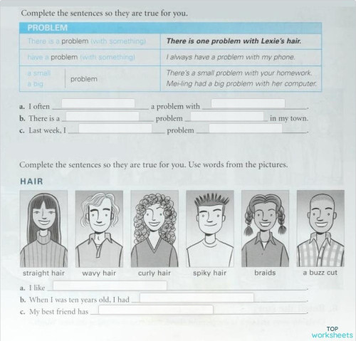 Totally true - Tall hair. Interactive worksheet | TopWorksheets