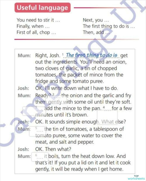 dialogue joshua. Interactive worksheet | TopWorksheets