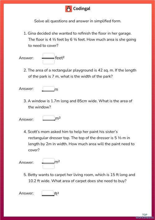 M_G05M16L44_WC01_Area_of_Rectangles_1. Interactive worksheet | TopWorksheets