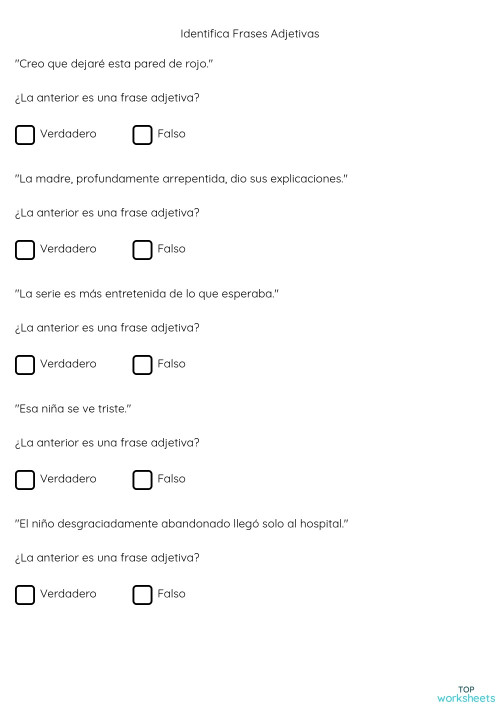 Adjetivos: fichas interactivas y ejercicios online | TopWorksheets