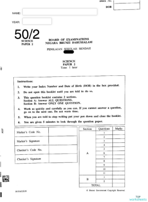 SCIENCE PSR PRACTICE 2. Interactive worksheet | TopWorksheets