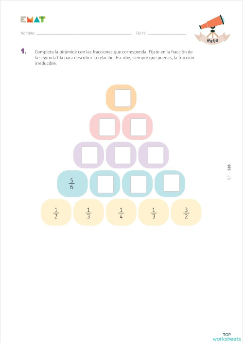 Identificar qué fracción es mayor, menor o igual. Ficha interactiva | TopWorksheets