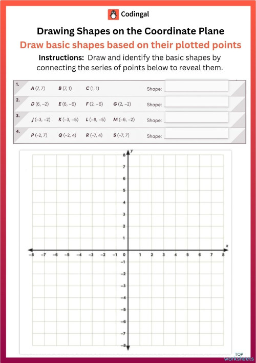 Plotting points. Interactive worksheet | TopWorksheets