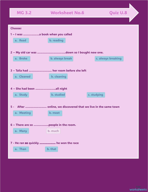 Grammar: interactive worksheets and online exercises | TopWorksheets