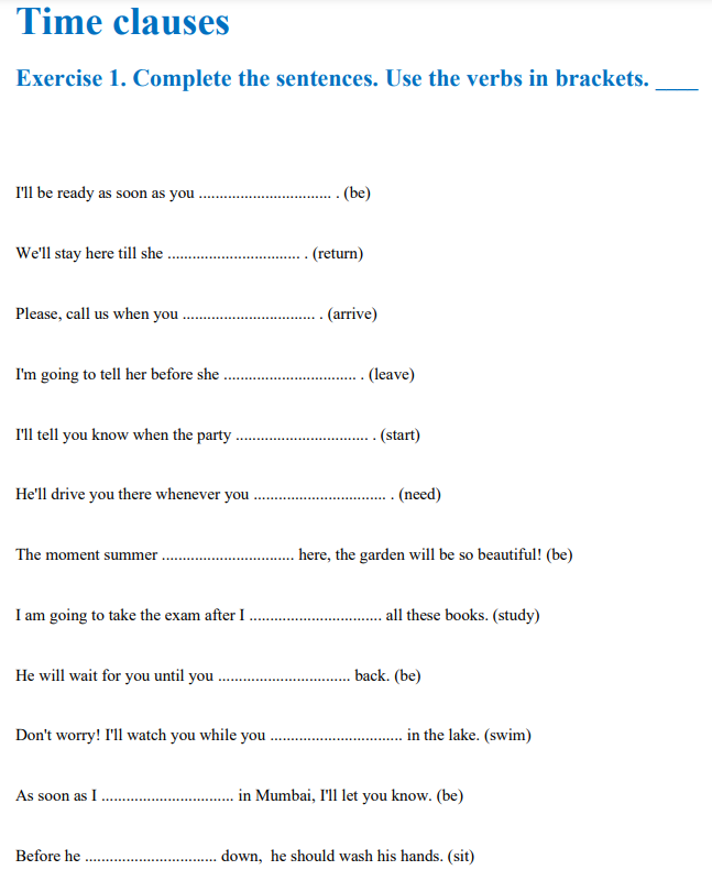 FUTURE TIME CLAUSES 02. Interactive worksheet | TopWorksheets