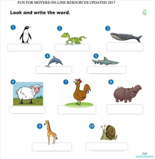 Animals movers. Interactive worksheet | TopWorksheets