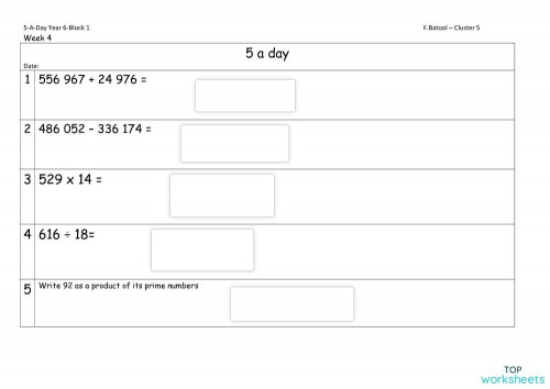 5 A-Day Week 4(4). Interactive worksheet | TopWorksheets