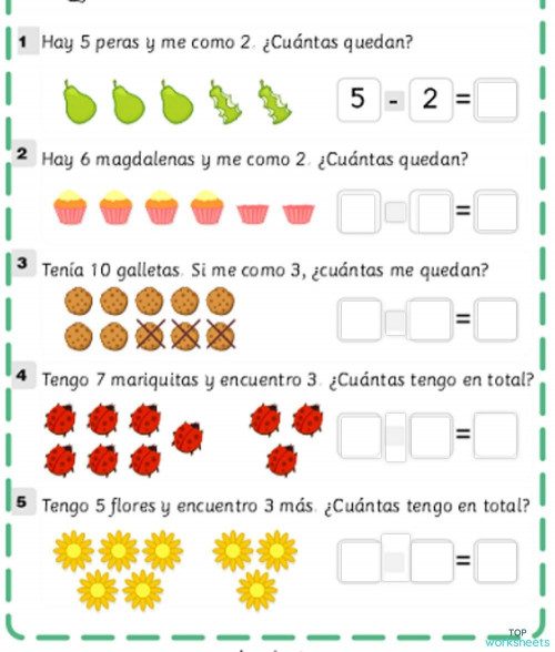 Los problemas de suma y resta.. Ficha interactiva | TopWorksheets