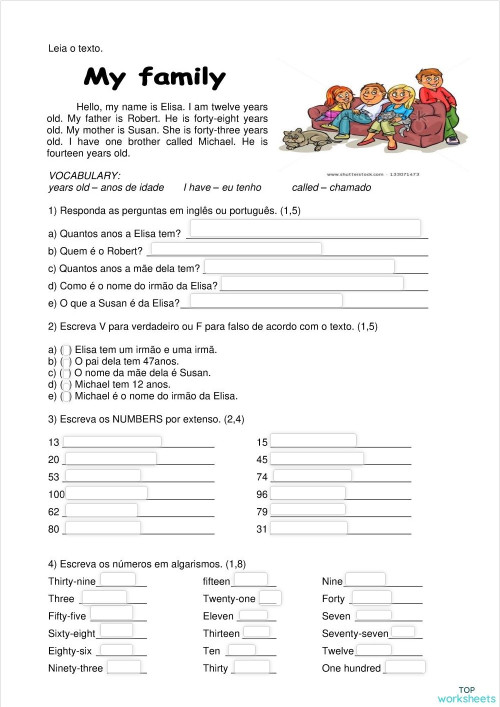 Family test. Interactive worksheet | TopWorksheets