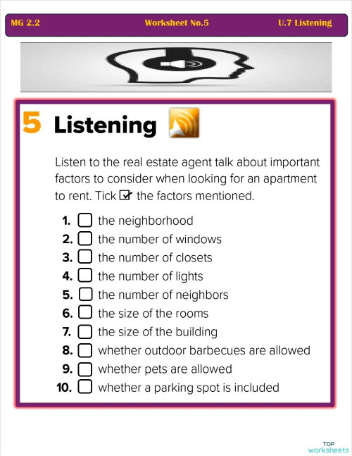 Listening: interactive worksheets and online exercises | TopWorksheets