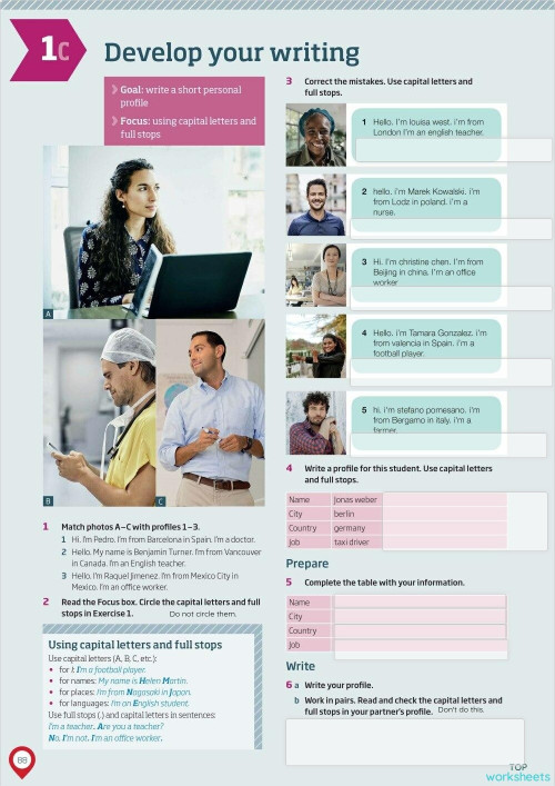 Develop your writing - Unit1. Interactive worksheet | TopWorksheets