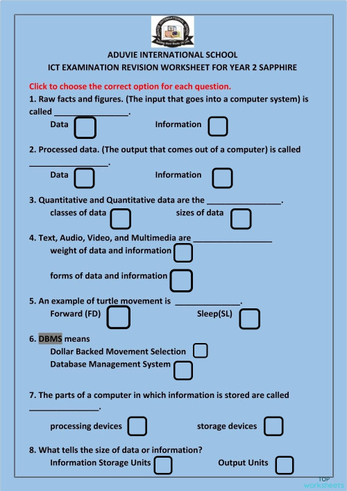 YEAR 2 ICT. Interactive worksheet | TopWorksheets