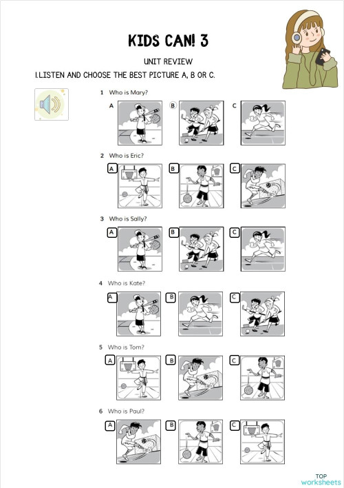 Kids can!3 Unit 1 review. Ficha interactiva | TopWorksheets