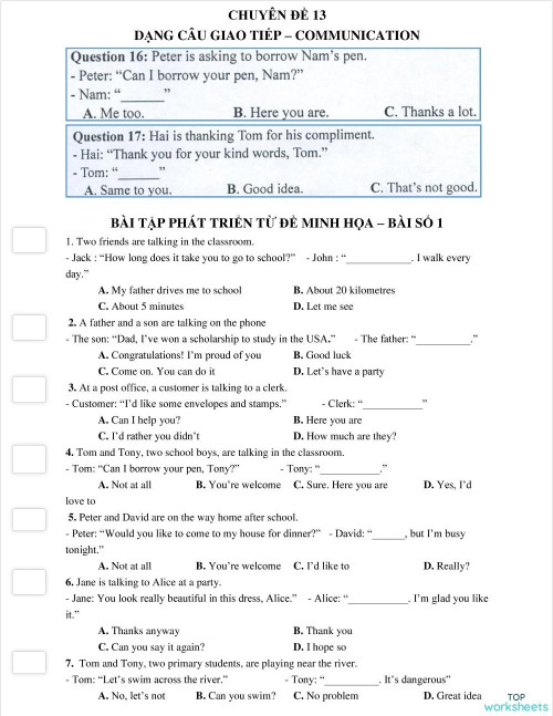GRADE 9 _ COMMUNICATIVE SENTENCES - CÂU CÓ CHỨC NĂNG GIAO TIẾP ...
