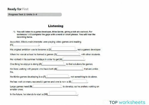 Ready for first - Quiz Units 3 and 4. Interactive worksheet | TopWorksheets